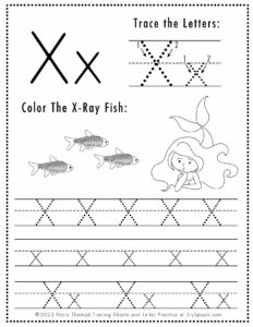 Free Letter X Tracing Worksheet (Printable) Mermaid Themed - Sly Spoon