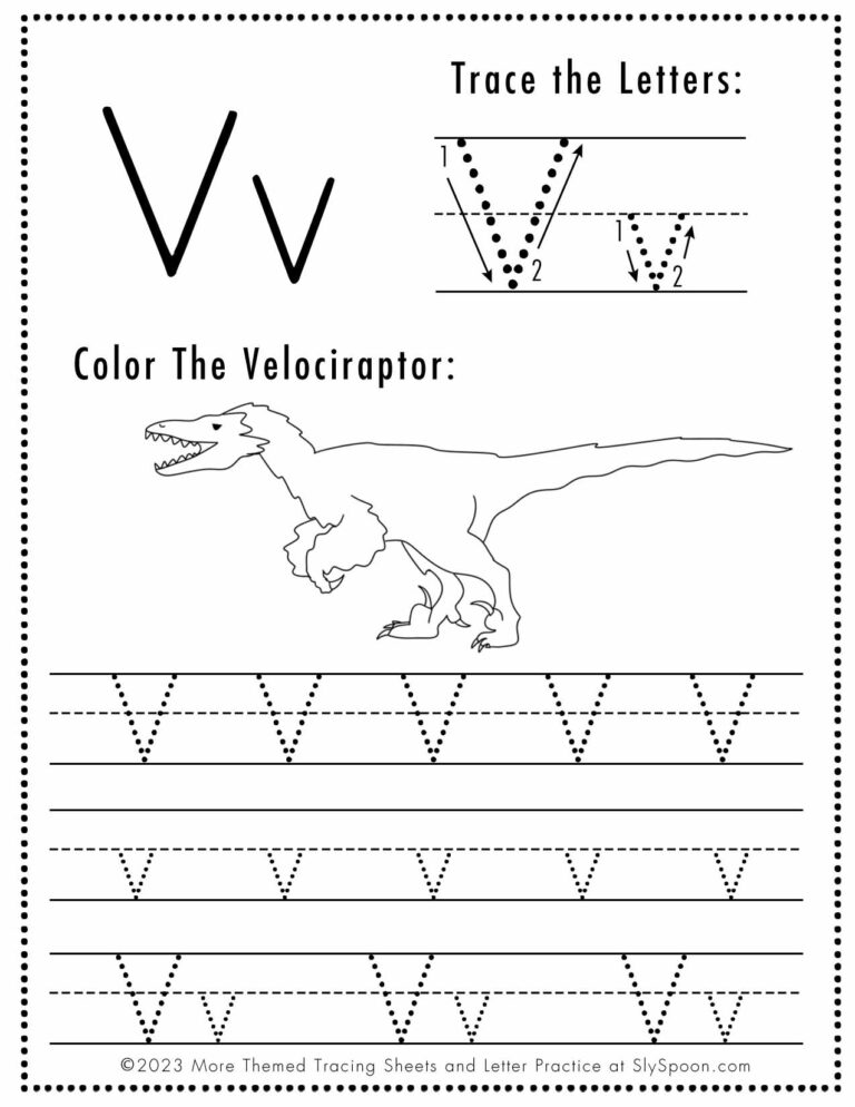 Free Letter V Tracing Worksheets - Sly Spoon
