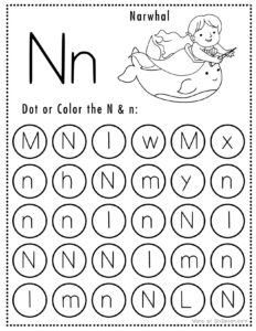 Free Alphabet Do a Dot Printables Worksheets - Letter N (Mermaid Themed ...