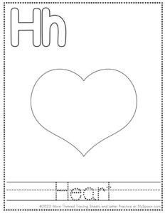Free Valentine Printable Worksheets - "Letter H Tracing" and "Color by ...