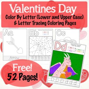 Free Valentine Printable Worksheets - "Letter A Tracing" and "Color by ...