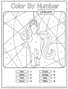 Free Printable Unicorn Color by Number Worksheets for Kids ...