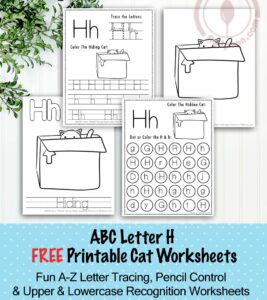 Free Printable Cat Themed Letter H Tracing Worksheets for Preschoolers ...