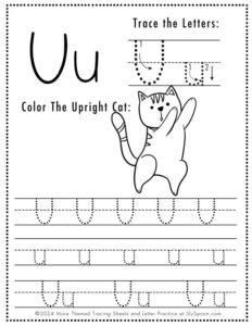 ABC Free Printable Cat Themed Letter U Tracing Worksheets for ...
