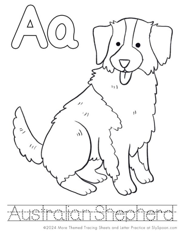 Aussome and Adorable Free Printable Australian Shepherd-Themed Letter A ...