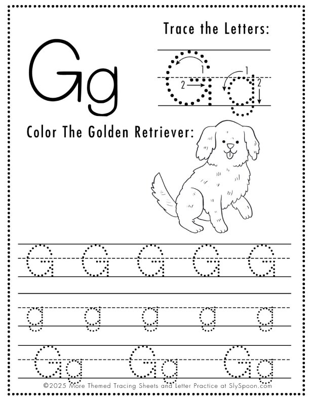 G is for Golden Retriever: Free Fun Printable Dog Themed Learning for ...