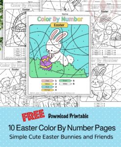 Free Printable Easter Themed Color by Number Pages for Kids - Sly Spoon