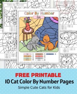 10 Free Printable Cat Themed Color by Number Pages for Kids - Sly Spoon