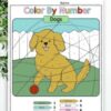11 Free Printable Dog Themed Color by Number Pages for Kids with a Cute ...