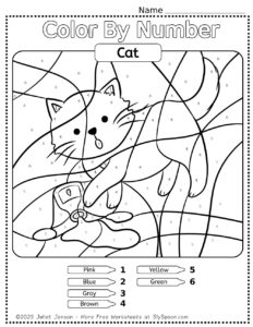 10 Free Printable Cat Themed Color by Number Pages for Kids - Sly Spoon