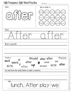 Free Printable High Frequency Sight Word Worksheets for Words: Long ...