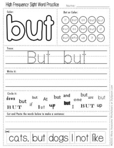 Free Printable High Frequency Sight Word Worksheets for Words: But ...