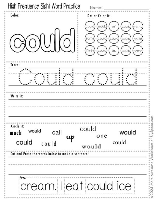 Free Printable High Frequency Sight Word Worksheets for Words: Into ...