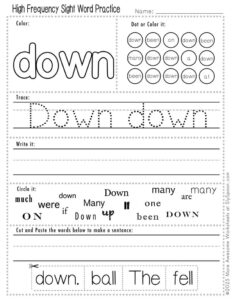 Free Printable High Frequency Sight Word Worksheets for Words: Made ...
