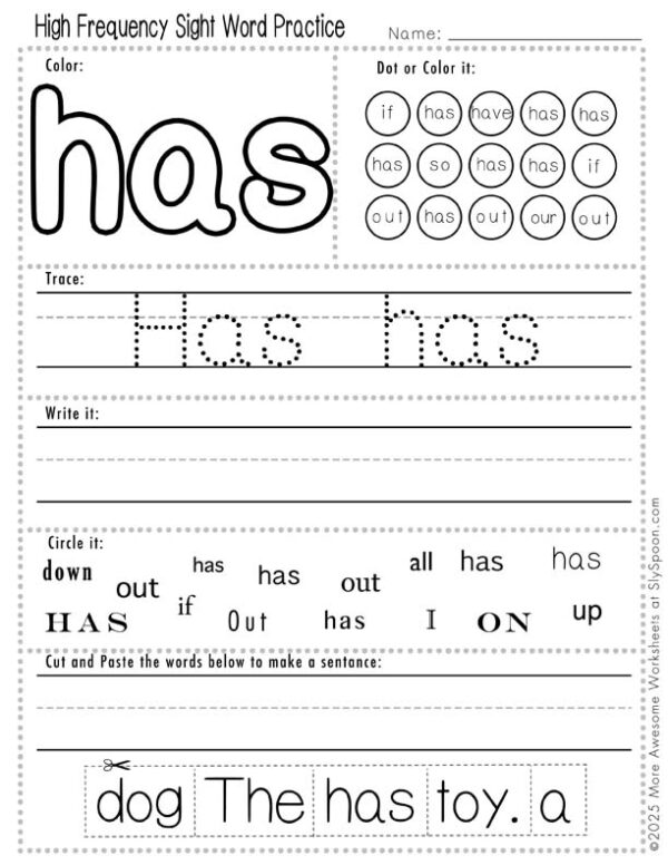 Free Printable High Frequency Sight Word Worksheets for Words: Into ...