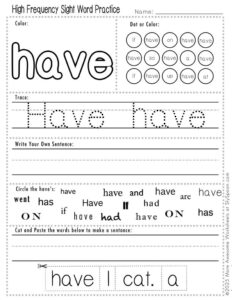 Free Printable High Frequency Sight Word Worksheets for Words: be, this ...