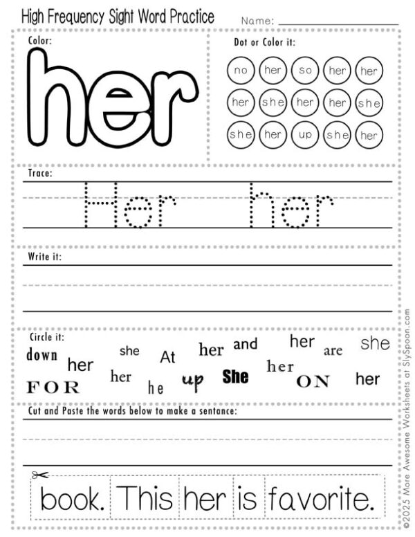 Free Printable High Frequency Sight Word Worksheets for Words: Into ...