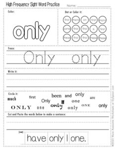 Free Printable High Frequency Sight Word Worksheets for Words: Made ...