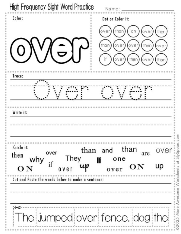 Free Printable High Frequency Sight Word Worksheets for Words: Made ...