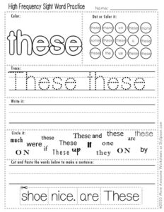 Free Printable High Frequency Sight Word Worksheets for Words: Out ...