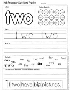 Free Printable High Frequency Sight Word Worksheets for Words: Into ...