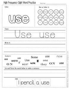 Free Printable High Frequency Sight Word Worksheets for Words: Made ...