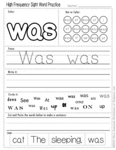 Free Printable High Frequency Sight Word Worksheets for Words: He, For ...