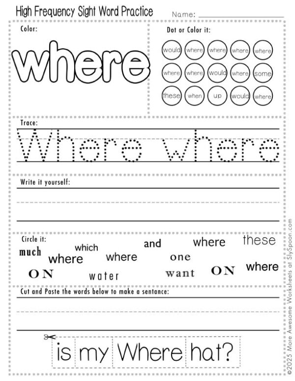 Free Printable High Frequency Sight Word Worksheets for Words: Long ...