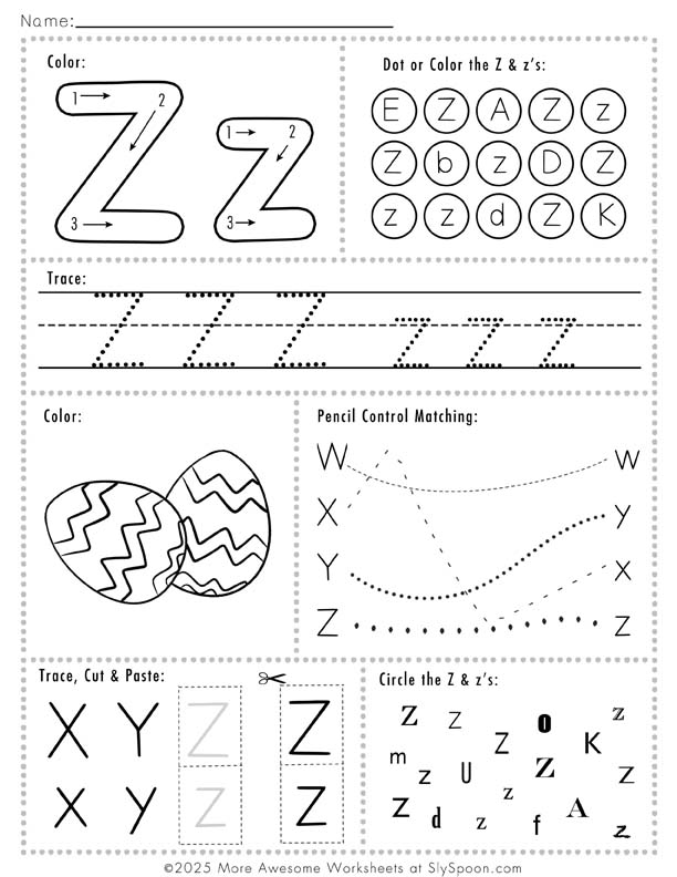 Free Printable Letter Z Worksheets! - Sly Spoon