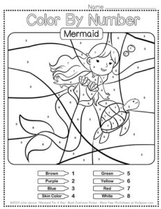 10 Fun Free Printable Mermaid Color by Number Pages! - Sly Spoon