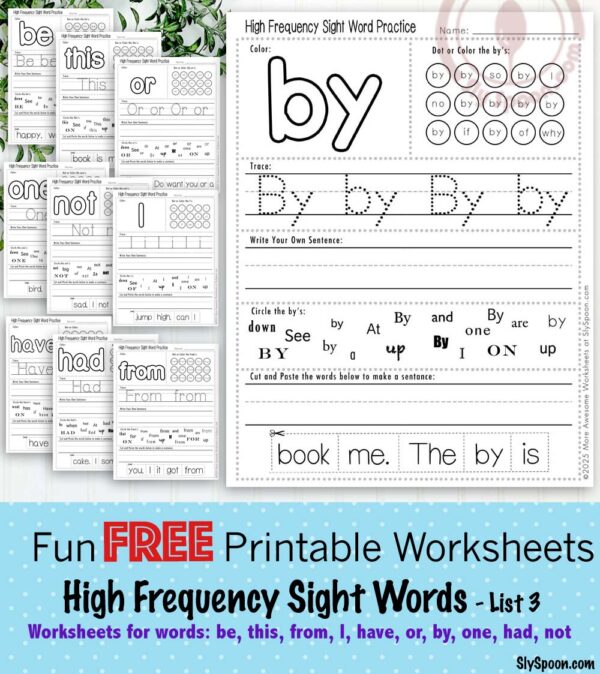 Free Printable High Frequency Sight Word Worksheets for Words: be, this ...