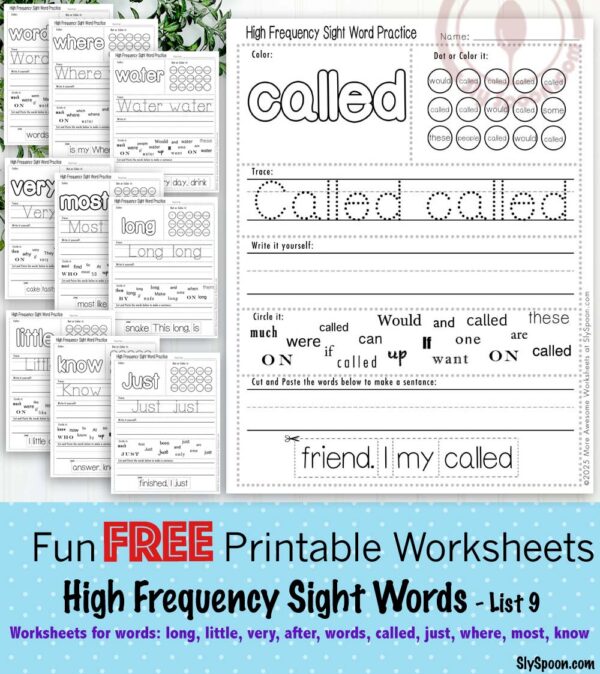 Free Printable High Frequency Sight Word Worksheets for Words: Long ...