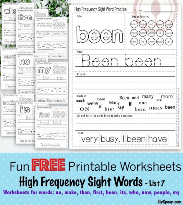 Free Printable High Frequency Sight Word Worksheets for Words: No, Make ...