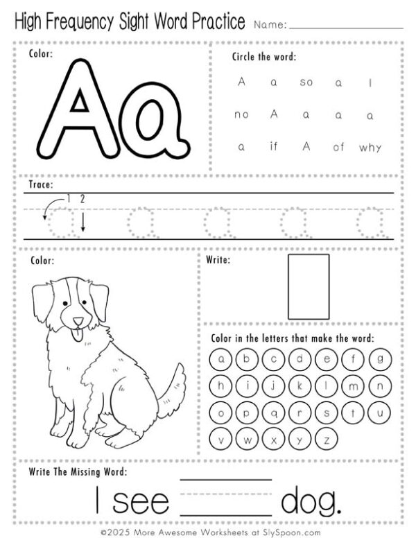 Free Printable High Frequency Sight Word Worksheets - Sight Words The ...