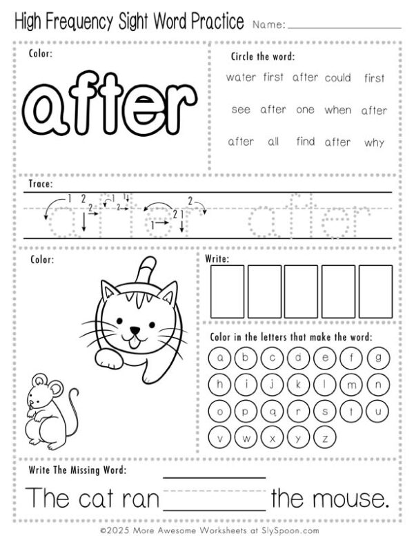 Boost Early Literacy Skills with Free Printable Sight Word Worksheets ...
