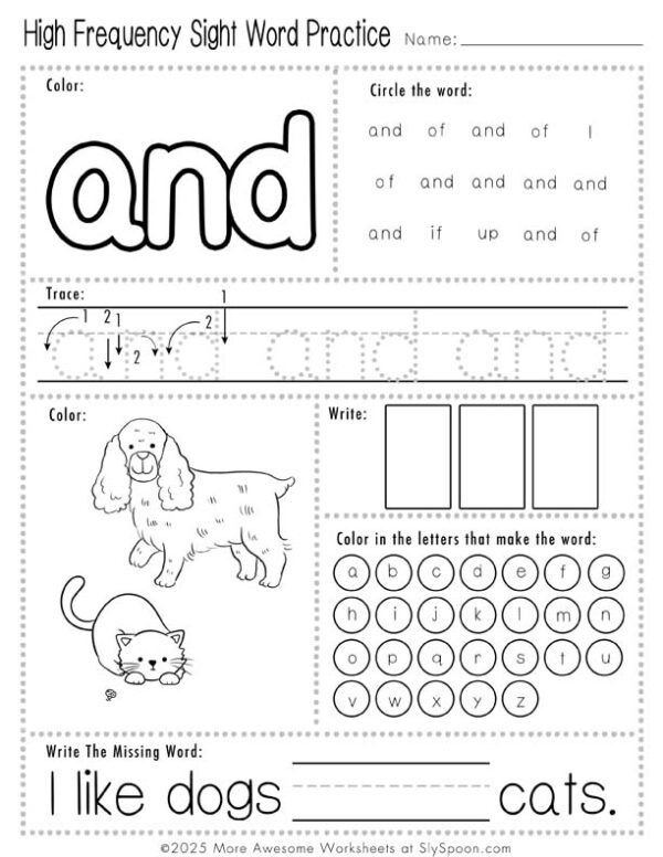 Free Printable High Frequency Sight Word Worksheets - Sight Words The ...