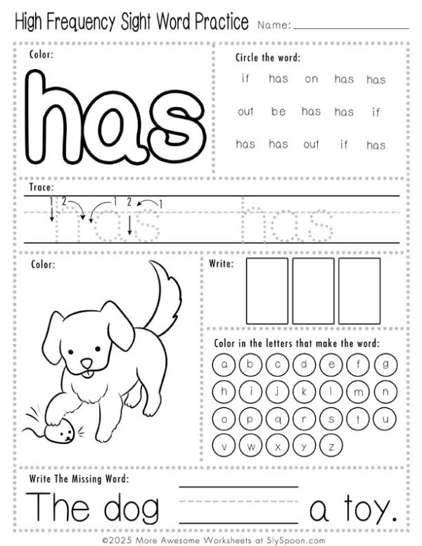 Boost Early Literacy Skills with Free Printable Sight Word Worksheets ...
