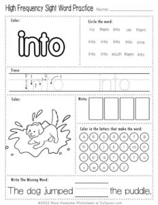 Boost Early Literacy Skills with Free Printable Sight Word Worksheets ...