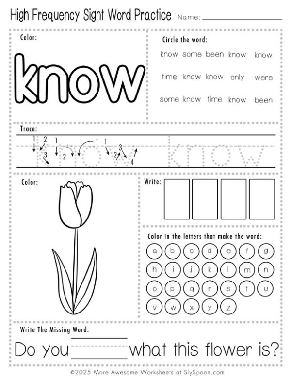 Boost Early Literacy Skills with Free Printable Sight Word Worksheets ...
