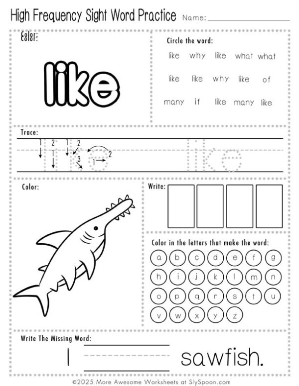 Boost Early Literacy Skills with Free Printable Sight Word Worksheets ...