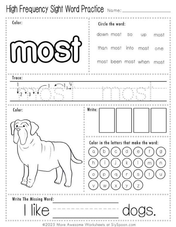 Boost Early Literacy Skills with Free Printable Sight Word Worksheets ...
