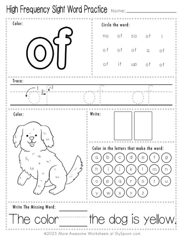Free Printable High Frequency Sight Word Worksheets - Sight Words The ...