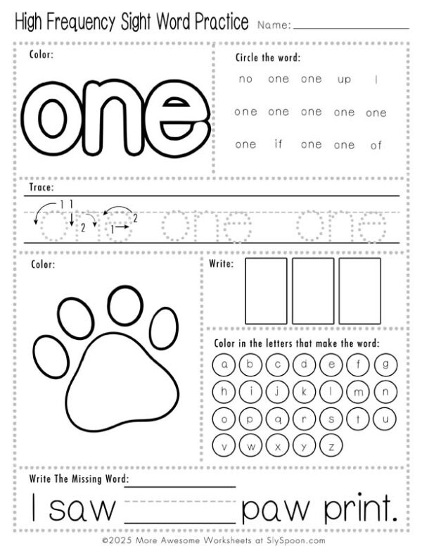 Boost Early Literacy Skills with Free Printable Sight Word Worksheets ...