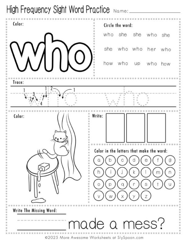 Boost Early Literacy Skills with Free Printable Sight Word Worksheets ...