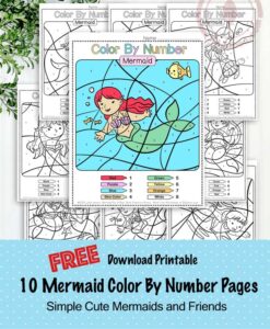 10 Fun Free Printable Mermaid Color by Number Pages! - Sly Spoon