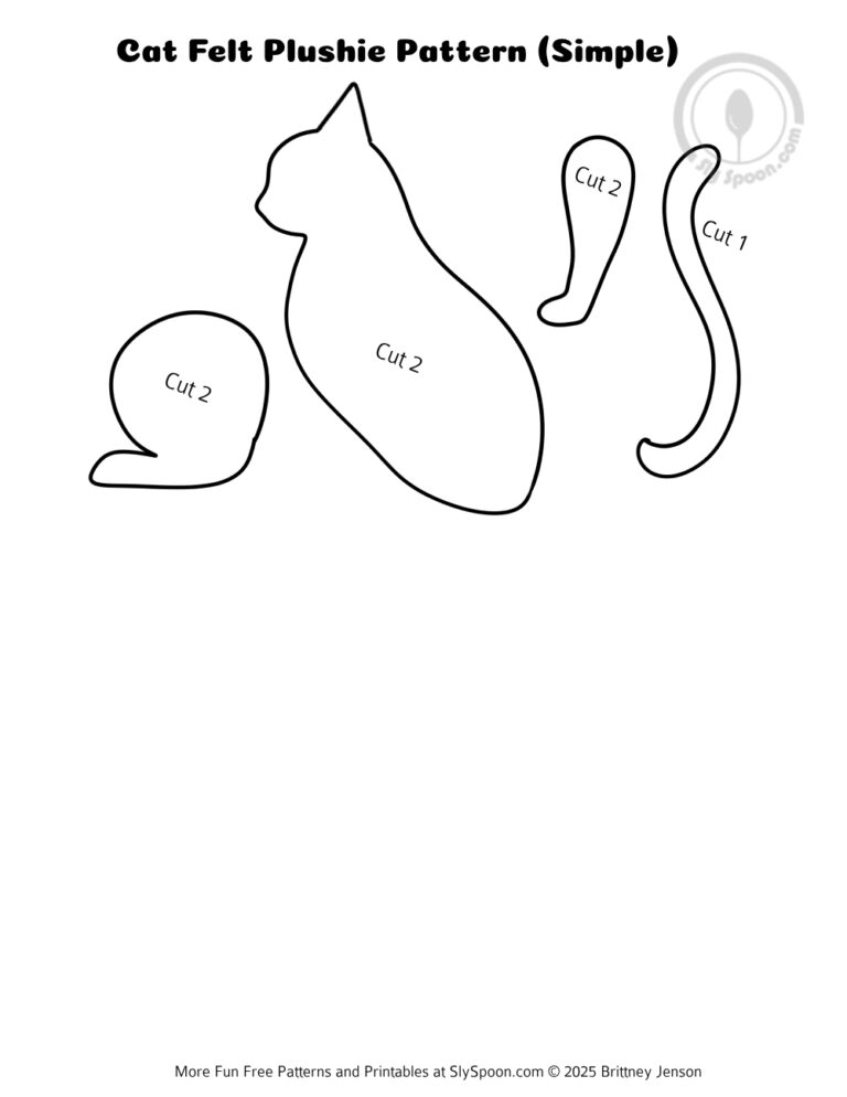 How to Hand Sew a Simple Felt Kitty Cat Kitten - Free Printable Pattern ...
