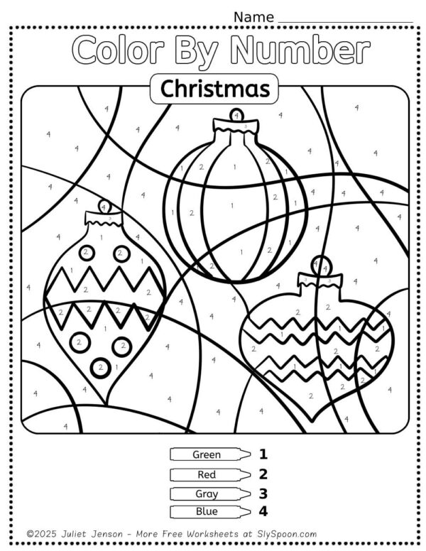10 Free Printable Christmas Themed Color by Number Worksheets for Easy ...