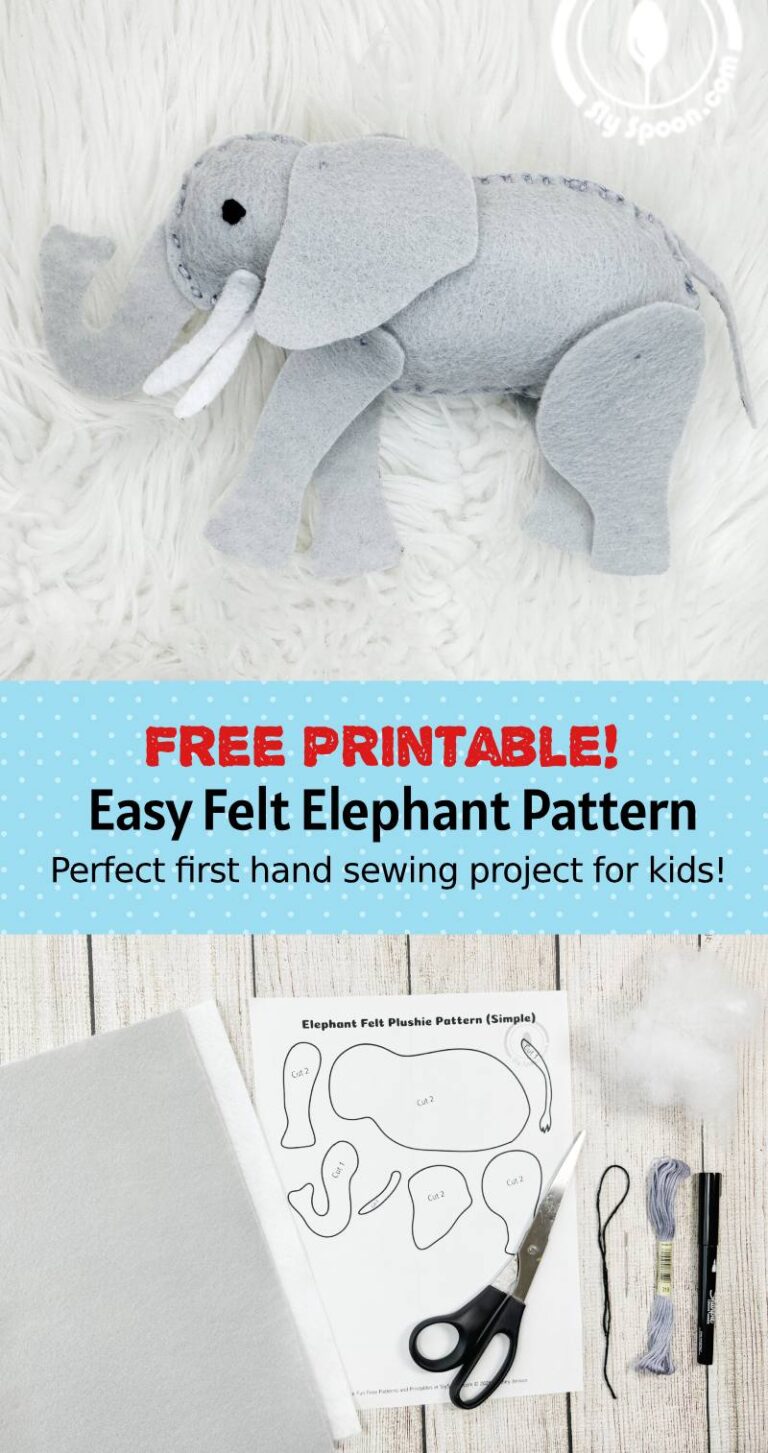 How to Hand Sew an Easy Felt Elephant Plushie - Free Printable Pattern ...