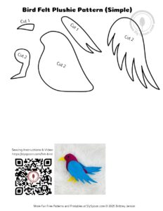 How to Hand Sew a Simple Felt Bird or Parrot Plushie - Free Printable ...