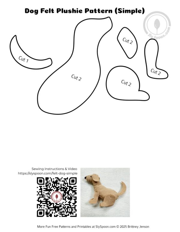How to Hand Sew a Simple Felt Puppy Dog - Free Printable Pattern ...